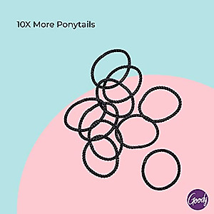 Goody Nonslip Womens Elastic Hair Tie - 10 Count, Black - 4MM for Medium Hair- Ouchless Hair Accessories for Women Perfect for Long Lasting Braids, Ponytails and More - Pain-Free