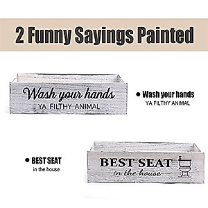 CuffUp Bathroom Decor Box, Toilet Paper Basket 2 Sides Signs Farmhouse Bathroom Basket Toilet Basket Tank Topper Rustic Farmhouse Home Decor for Livingroom Kitchen (One Box)