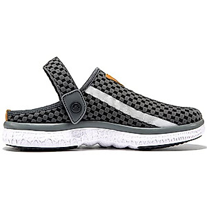 Clogs for Men Garden Shoes Women House Slippers Summer Walking Sandals Slip On Home House Shoes Arch Support Breathable Indoor Outdoor Mules Deep Grey, 8.5 Women/7 Men, Lable Size 39