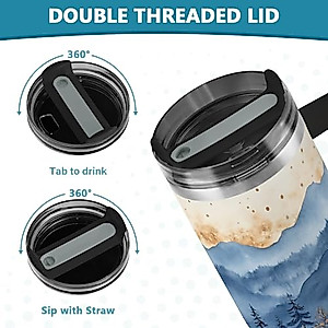 Selerdon 40 oz Tumbler Winter Forest with Handle and Straw Lid Vacuum Stainless Steel Insulated Water Bottle Travel Mug Car Cup Holder Friendly BPA Free for Gym Travel Office