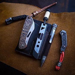 VIPERADE PJ12 Leather EDC Pocket Organizer for Belt, Multitool and Flashlight Holster, Leather EDC Holster with Pen Loop, EDC Leather Knife Sheath with Belt Clip