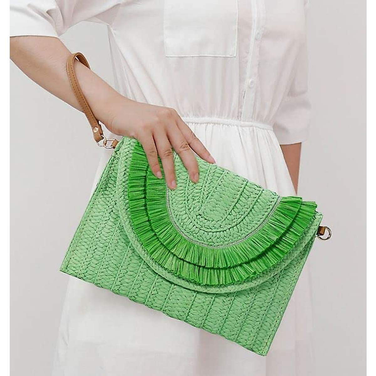 Solyinne Womens Woven Straw Clutch Bags Crossbody Shoulder Bag Straw Bag Satchel Purses Woven Wallet