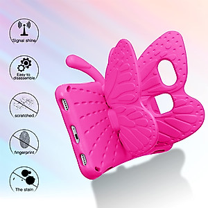 Feitenn Galaxy Tab A 8.0 Case for Kids 2019 SM-T290 / SM-T295, 3D Cartoon Butterfly Cover Non-Toxic EVA Kickstand Kid-Proof Shockproof Bumper Shell Girl Boy Gift for Samsung Tab A 8.0'' 2019 - Rose