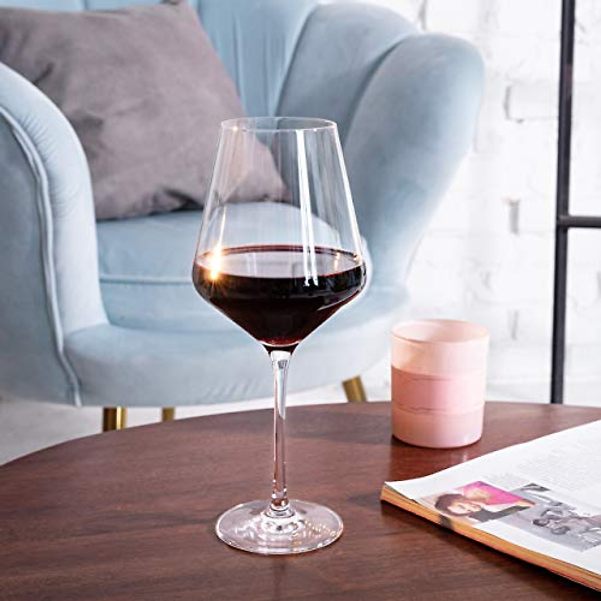 Krosno Red Wine Glasses | Set of 6 | 16.6 oz | Avant-Garde Collection | Crystal Glass | Perfect for Home, Restaurants and Parties | Dishwasher Safe