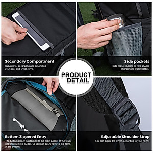 MOUNTAINTOP 40L Hiking Backpack for Women & Men Outdoor Travel Camping Day Pack with Rain Cover, 21.7 x 13 x 7.9 in, Black