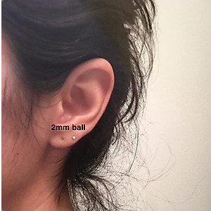 Tiny 2mm Ball Stud Earrings for Women Girls,Dainty Mini Ball Earrings for Cartilage Helix Earlobe Piercing 316L Surgical Stainess Steel Hypoallergenic(2mm, Silver)