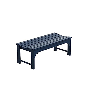 WestinTrends Malibu Outdoor Bench, All Weather Resistant Poly Lumber Backless Patio Garden Bench, Adirondack Curved Bench Seat for Comfort, Navy Blue