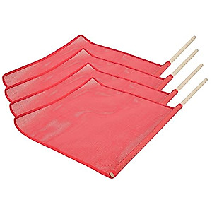 Mytee Products Red Safety Flags for Trucks with Dowel, DOT Compliant - 18 Inch x 18 Inch High Visibility Vinyl Mesh Warning Flags, 4 Pack