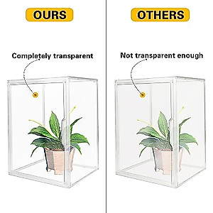 GUDEMAY Clear Stackable Plastic Storage Bins with Magnetic Attraction Lid, Dustproof Book & Cosmetic Display Cases, Large Figures Collectibles Showcase, Shoe Box, Protection Organizer (Transparent - 3 Pack)