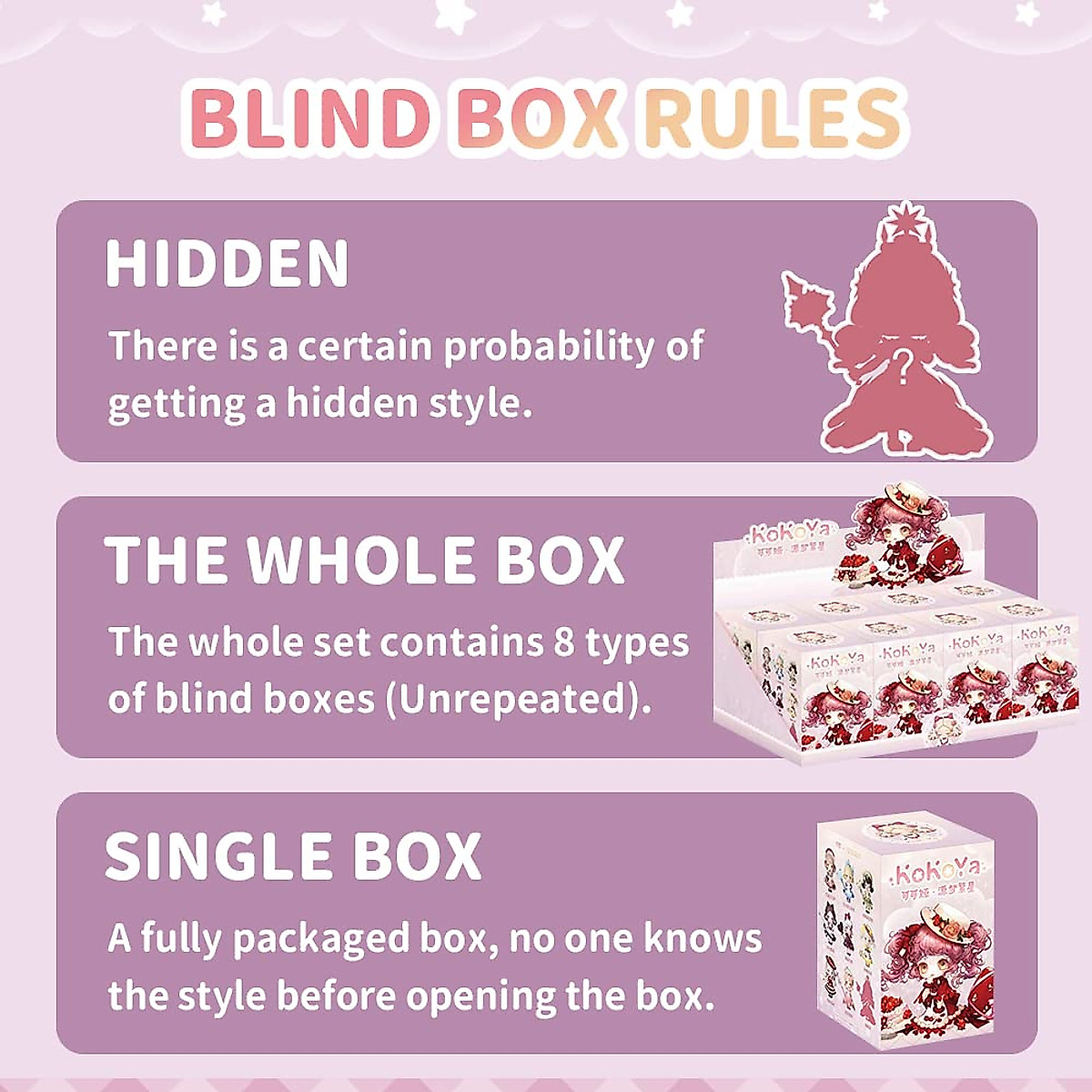 BEEMAI Kokoya Dream Stars Series 8PCs Random Design Cute Figures Collectible Toys Birthday Gifts (Whole Set)