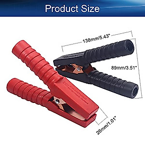 Heyiarbeit 2Pcs 300A Heavy-Duty Insulated Alligator Clips Battery Electrical Test Clips for Car Auto Vehicle Boat, Red and Black