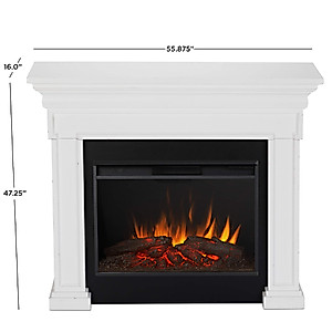 Real Flame Emerson 56" Grande Electric Fireplace, Free-Standing with Mantel & Real Wood Finish