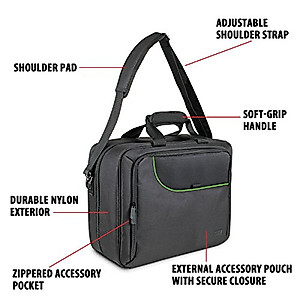 USA GEAR Console Carrying Case - Xbox Travel Bag Compatible with Xbox One and Xbox 360 with Water Resistant Exterior and Accessory Storage for Xbox Controllers, Cables, Gaming Headsets - Green