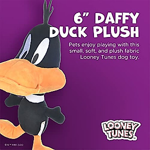 Looney Tunes Warner Bros Toys for Dogs | 6 Inch Daffy Duck Big Head Plush Dog Toy | Daffy Duck Plush Toys for All Dogs | Dog Chew Toy for Medium Dogs