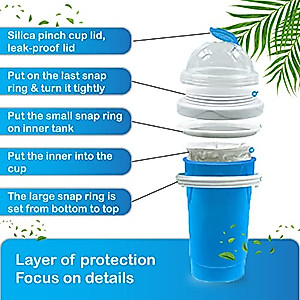 Slushie maker cup, Homemade Squeeze Icy Quick Frozen Magic Cup Slushy With Lids And Straws For Kids & Adults (Blue)