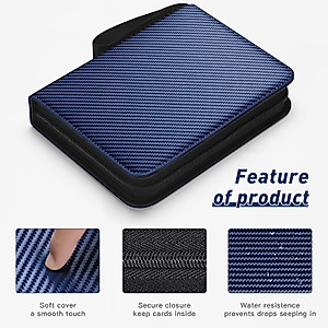 400 Pockets PACKAPRO Trading Cards Binder - Zipper Sports Cards Collector with Removable Sleeves - Card Binders Album Folder Holder for TCG Yugioh Cards Binder Boys Girls Gifts - Stripe Blue