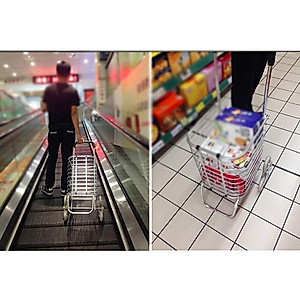 YGCBL Multifunction Portable Hand Trucks,Trolleyshopping Trolley Aluminum Alloy Foldable High Capacity Foam Wheel Mute, Load 30 Kg, 6 Wheels,B