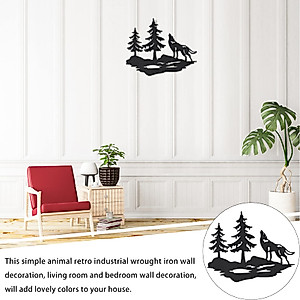 DOITOOL Metal Silhouette Wall Art Wolf in The Tree Christmas Metal Wall Art Hanging Decor for Living Room Garden Bedroom Office Home Wall Housewarming Party