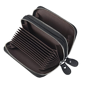 traderplus Women's RFID Blocking Leather Zipper Card Wallet Small Purse Credit Card Case Holder for Mother Day Gift (Black)