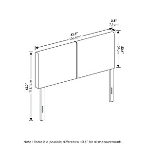 Furinno Roanne Upholstered Headboard, Twin, Glacier