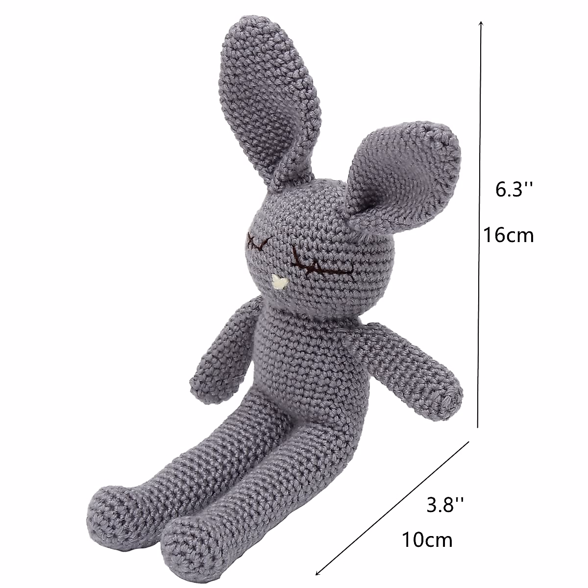 Moni's Choice Easter Baby Stuffed Animal Bunny Rabbit Handmade Plush Easter Stuffed Animal Knitted Doll Baby Sleep Toy Newborn Gift Handmade(Grey)