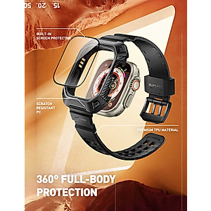 SUPCASE for Apple Watch Ultra Case with Band (Unicorn Beetle Pro), [2X Screen Protector] [Military-Grade Drop Protection] Rugged Men Cover with Adjustable Strap Band for iWatch Ultra 2/1, Black