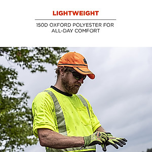 Ergodyne GloWear 8930 High Vis Baseball Hat, Breathable Mesh Paneling, Reflective Trim for Enhanced Visibility,Orange