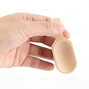AUEAR, Mini Wooden Scoops Unpainted Wooden Kitchen Spoon for Candy Spices Parties Bath Salts Candy Essential (20 Pack, Half Handle)