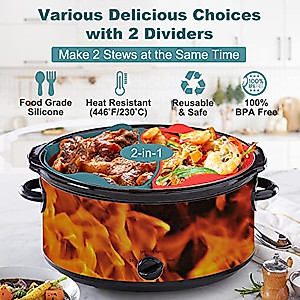 Dompion Silicone Slow Cooker Liners, Reusable 2 Divider Insert Fits for Crock-pot Oval 6 QT Slow Cooker, Dishwasher Safe, Easy Cleanup, Food-Grade BPA Free Cooking Liners for Most 6 QT Slow Cooker