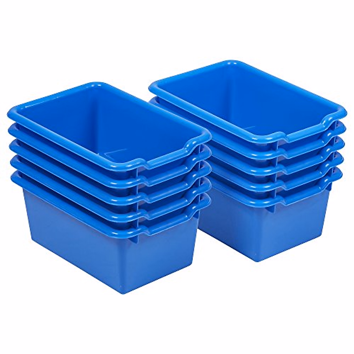 ECR4Kids Scoop-Front Storage Bins, Easy-to-Grip Design Storage Cubbies, Kid Friendly and Built to Last, Pairs with ECR4Kids Storage Units, 10-Pack, Blue