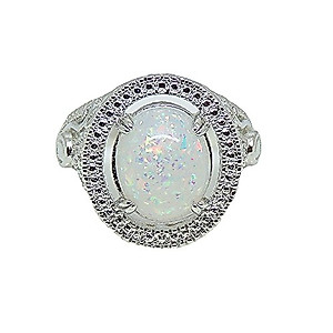 Ginger Lyne Collection Geneva Oval Shape Simulated Fire Opal Ring Size 10