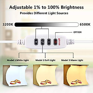 PULUZ 20cm Ring Light Photo Studio Light Box, Adjustable Portable Photography Shooting Light Tent Kit with White/Warm/Soft Lighting + 6 Backdrops for Jewellery and Small Items