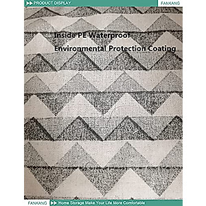 FANKANG Storage Bins, Nursery Hamper Canvas Laundry Basket Foldable with Waterproof PE Coating Large Storage Baskets for Kids Boys and Girls, Office, Bedroom, Clothes,Toys(Rec-grey wave)