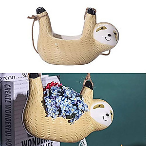 YHNJI Ceramic Sloth Hanging Planter Set of 2 Cute Flower Pot Planter Holder Adorable Plant Pots Hanging Bonsai Planter for Succulent Plants Home Decor
