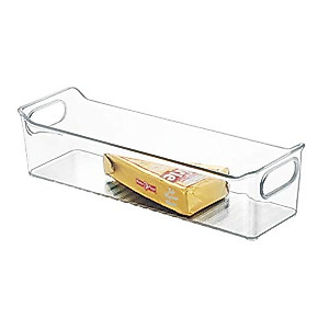 mDesign Plastic Kitchen Pantry Cabinet, Refrigerator or Freezer Food Storage Bins with Handles - Organizers for Fruit, Yogurt, Drinks, Snacks, Pasta, Condiments - Set of 4 - Clear
