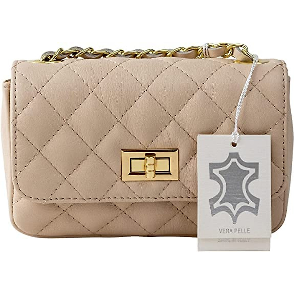 MamaMilano Women's Italian Handmade Genuine Leather Cleo Shoulder Bag/Purse/HandBag/Totebag With Beautiful Shoulder Strap (22 x 5 x 13 cm) - Beige