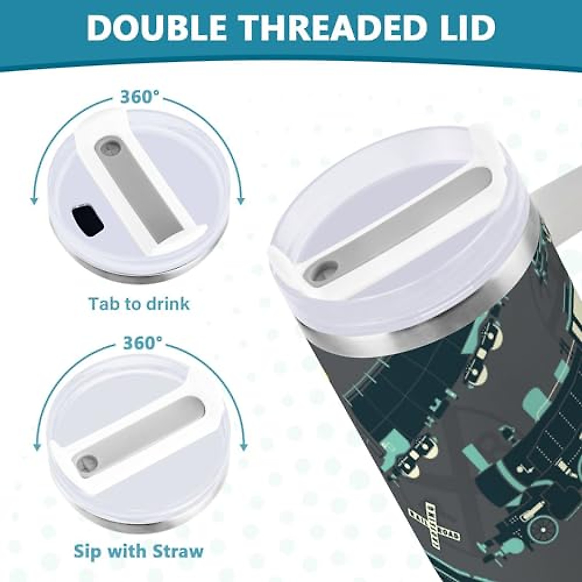 MCHIVER Cartoon Train 40 oz Tumbler with Handle and Straw Stainless Steel Vacuum Water Bottle Leak-proof Travel Coffee Mug Insulated Water Bottle for Home Office Car