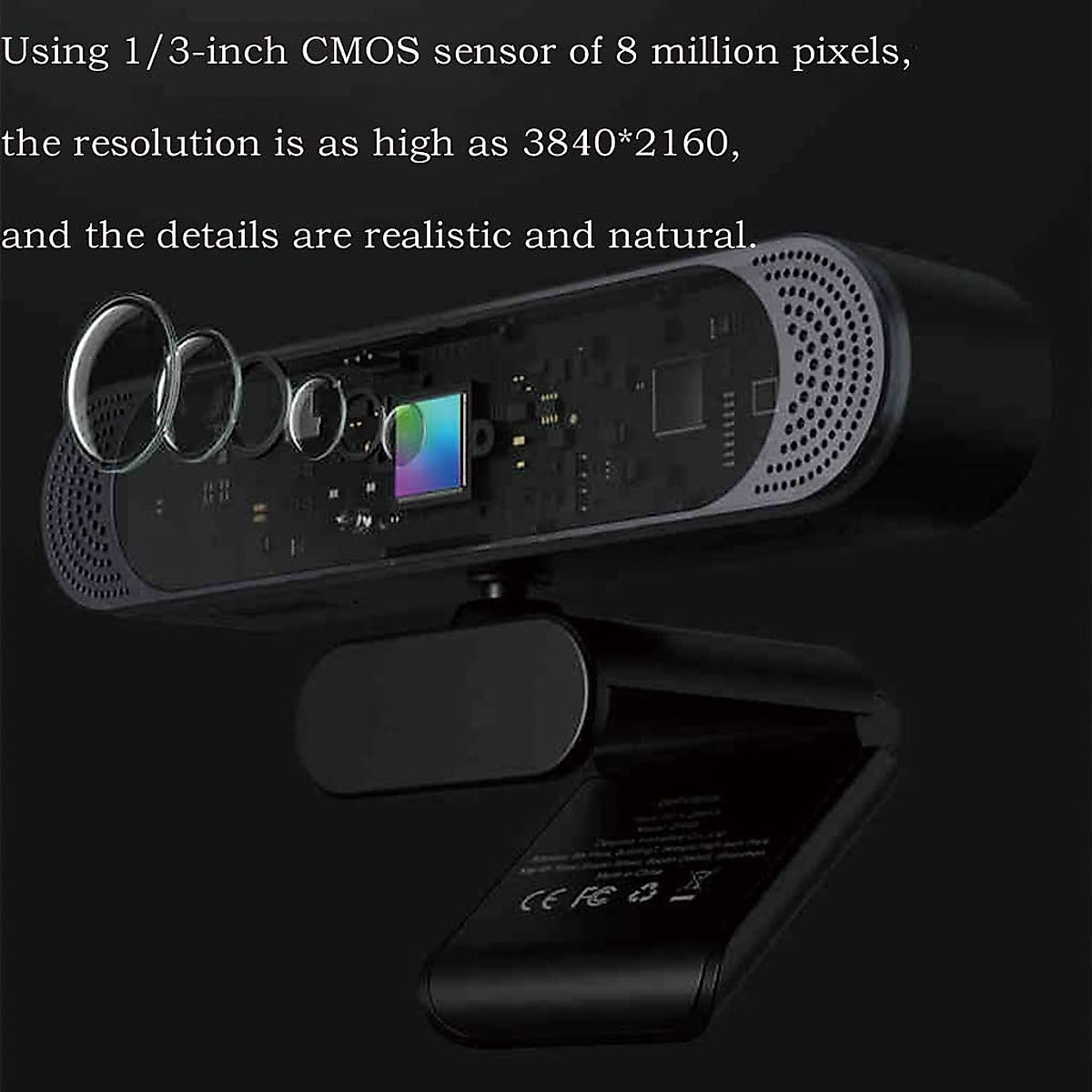 HSQMA 4K Webcam，Autofocus，2 Noise-canceling Mics & Privacy Cover, Plug & Play USB Webcam，Webcam for Laptop, Video Camera for Video Calls, Live Streaming，Meeting，Online Classes