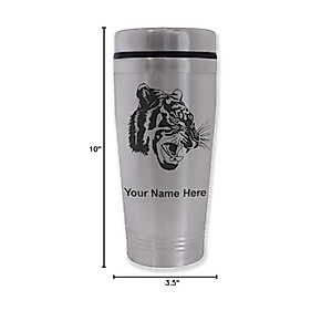 LaserGram 16oz Commuter Mug, Tiger Head, Personalized Engraving Included