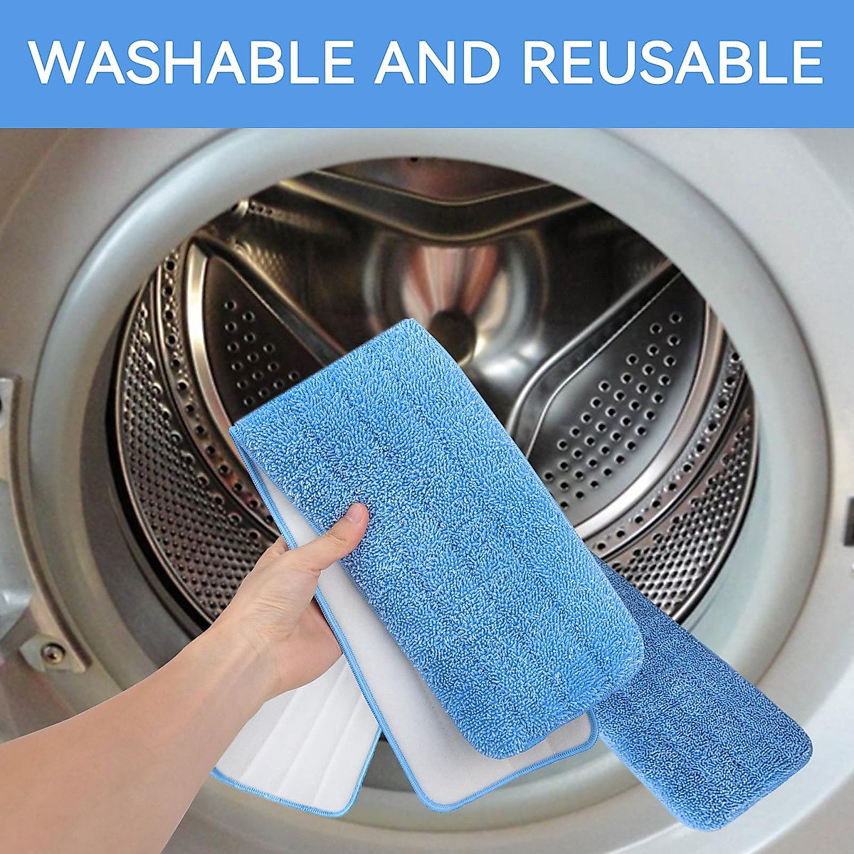 Replacement Microfiber Pad for Rubbermaid Commercial 24 Inch Mop Head - 8 Pack Wet & Dry Commercial Cleaning Refills Reusable Mop Refills Fit for Any Microfiber Flat Mop System 24"