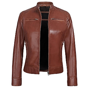 Decrum Womens Brown Leather Jackets Women - Womens Leather Jackets | [1315004] Ddge Cognc, L