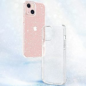 JJGoo Compatible with iPhone 13 Case, Clear Glitter Soft TPU Shockproof Protective Bumper Cover, Sparkle Bling Sparkly Cute Slim Women Girls Phone Case for iPhone 13, 6.1inch