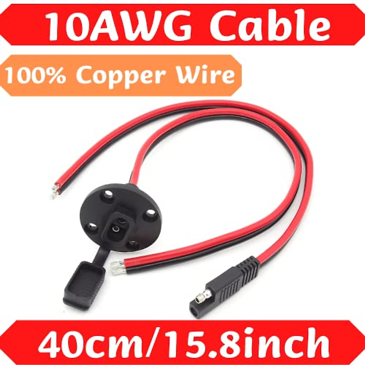 15.8inch 10AWG Power Socket Sidewall Port + 15.8inch 10AWG SAE Extension Cable