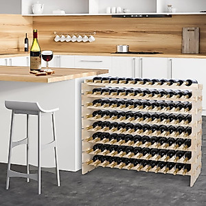 ZenStyle Wine Rack, Wooden Stackable Wine Cellar Racks, Wine Storage Racks Countertop, Free Standing Wine Bottle Stand Holder Display Shelves (8 Tier 96 Bottles)