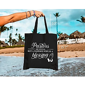 GXVUIS Canvas Tote Bag Reusablec Grocery Shoulder Bags for Shopping Work Gifts for Wife Christian Pastor Appreciation Gift Black