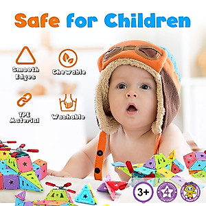 Magnetic Building Blocks For Kids - Preschool Learning Toys Shapes Block Educational Magnet Tiles Kids Toy Set - Durable Non-Toxic Magnetic Blocks For Toddlers 6 Months & Up - Hurtle HURBT74 (74 pcs)