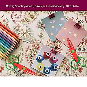 14PCS Creative Scissors & Craft Punch, 6 Different Patterns Edging Scissors + Paper Punch for Teachers Kids DIY Photo Scrapbooking Album - Colorful