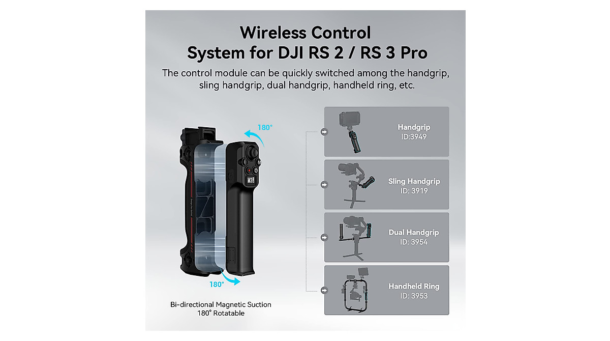 SMALLRIG Wireless Control Handle for DJI RS 2 RS 3 Pro, Foldable Handle with Control Module ...