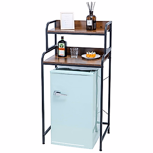 Zvyteay 2-Tier Mini Fridge Shelf Storage Shelf Mini Fridge & Microwave Stand Table, Kitchen Shelves Freestadning for Kitchen, Office