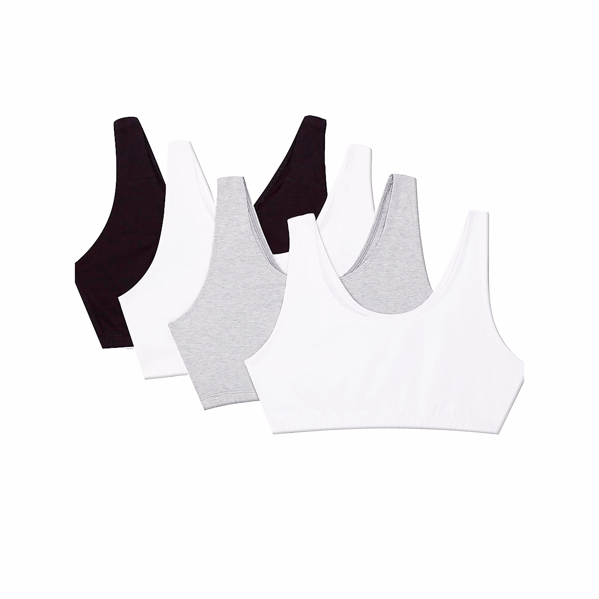 Fruit of the Loom Women's Built Up Tank Style Sports Bra, Black/WHT/WHT/Heather Grey, 44